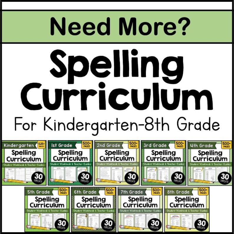 3rd GRADE SPELLING Curriculum Printable - 30 Weeks of Printable ...