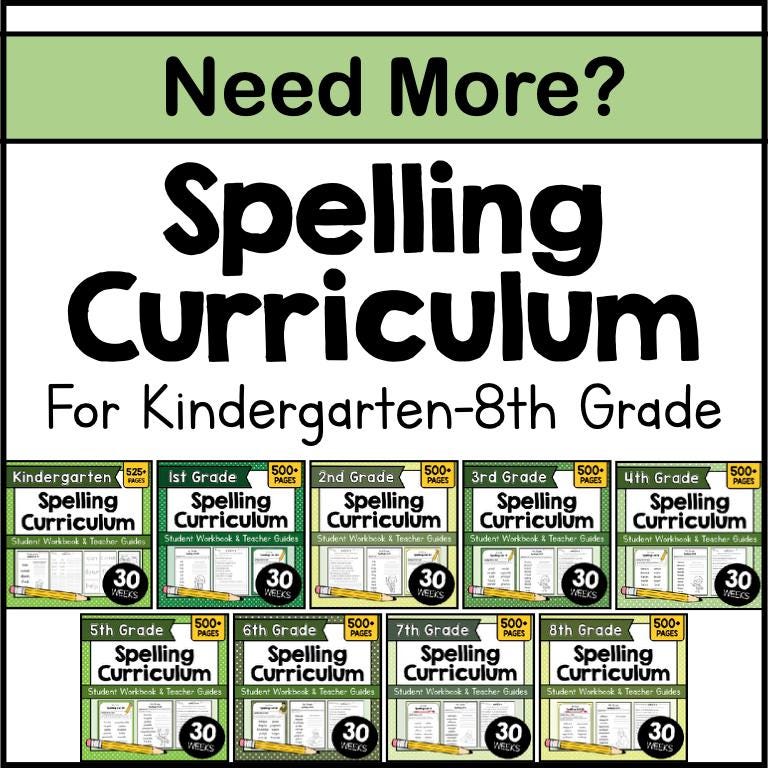 3rd GRADE SPELLING Curriculum Printable - 30 Weeks of Printable ...