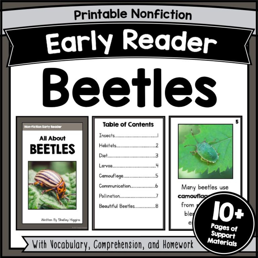 Beetles Nonfiction EARLY Reader PDF | Printable Insect Book With Real ...