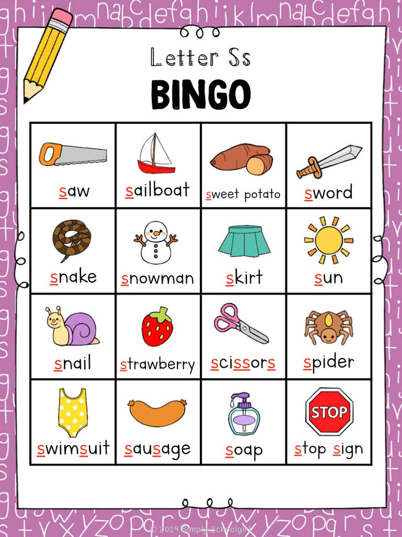 Letter S Bingo Game - Etsy Canada