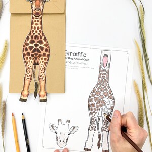 Printable GIRAFFE Paper Bag Puppet Craft Template | DIY Safari Animal ...