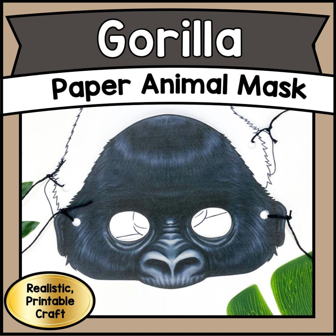 Printable Jointed GORILLA Mask Craft Template Kit | DIY Paper Animal ...