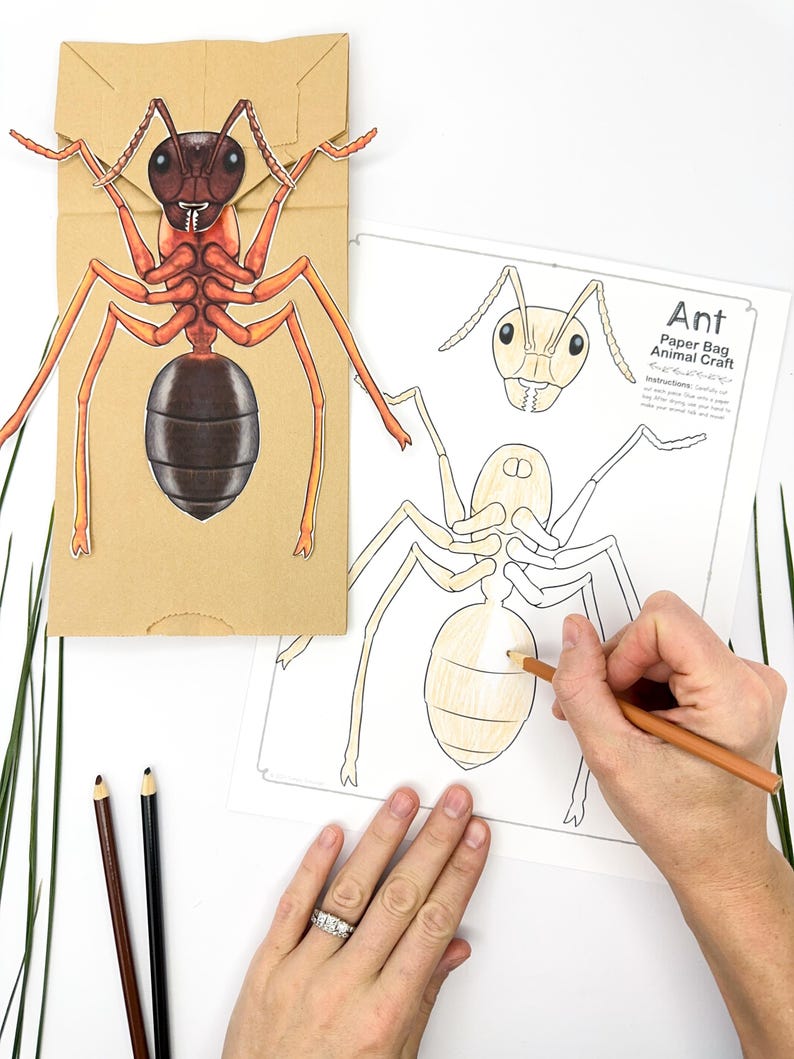 DIY Printable ANT Paper Bag Puppet Craft | Insect Template PDF | Fun ...