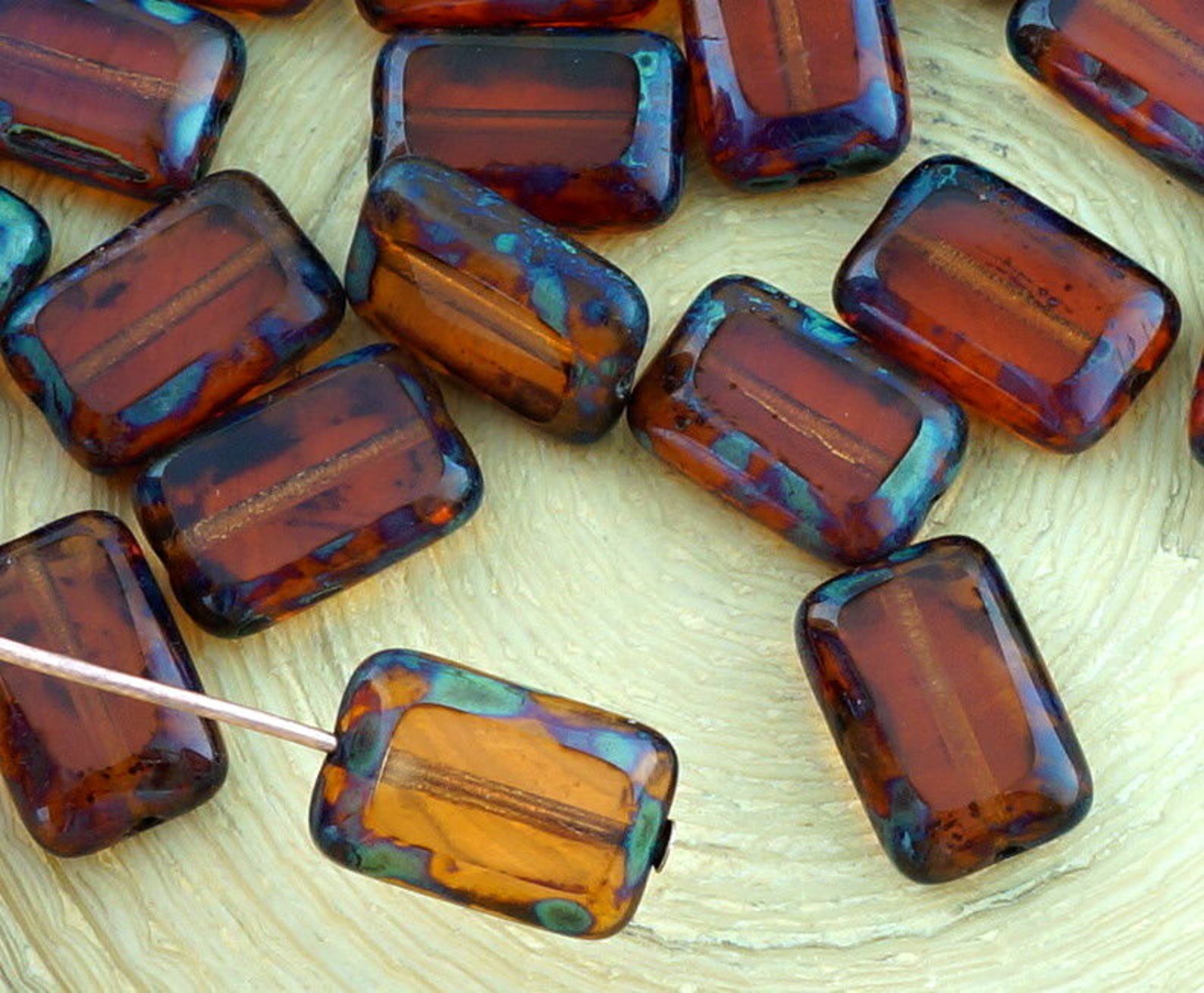 8pcs Picasso Crystal Table Cut Flat Rectangle Czech Glass Beads 8mm X ...