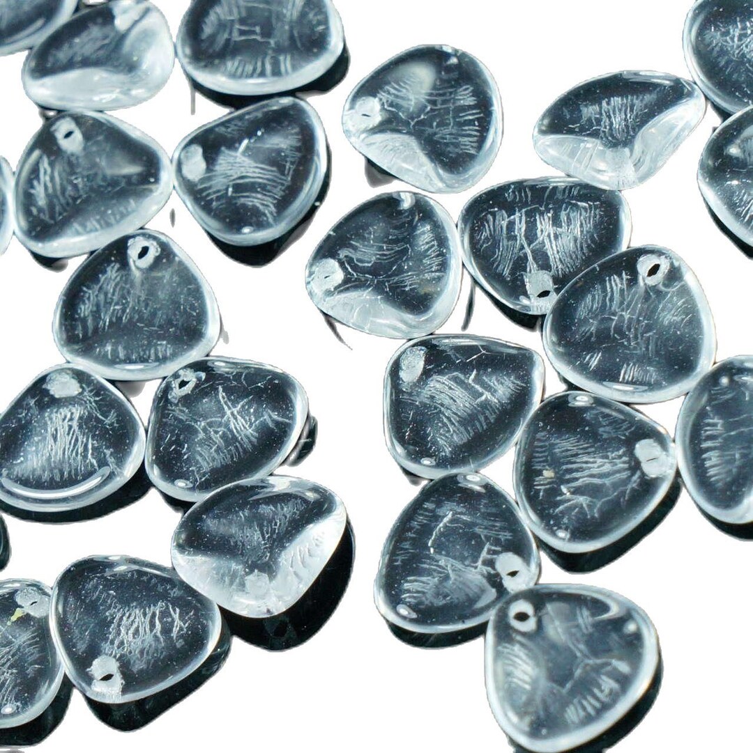 50pcs Clear Crystal Czech Rose Petal Beads Czech Glass Preciosa Pressed ...