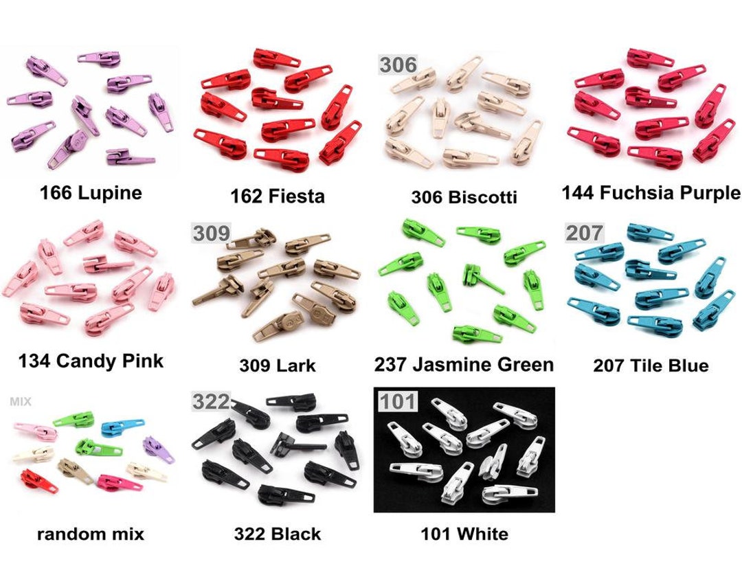 10pc Slider for Nylon Zippers 3mm Bag Bag Clasp Accessory Sewing ...