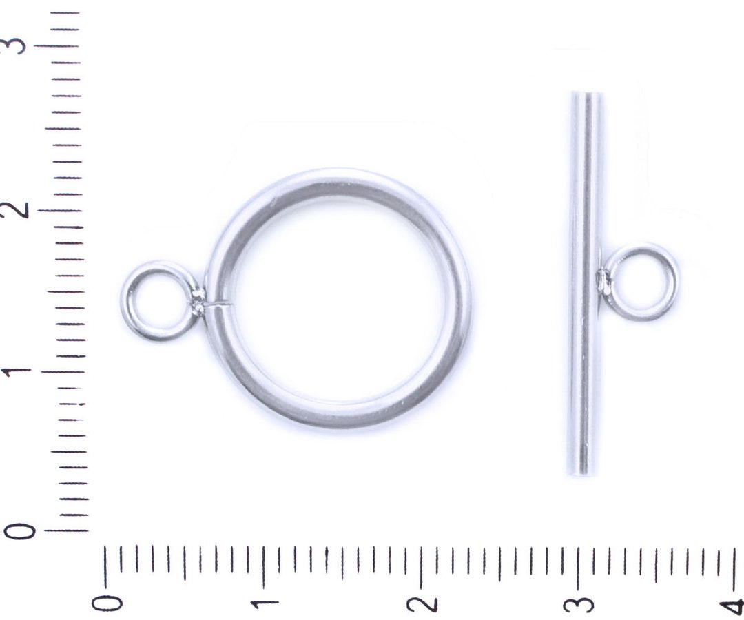 1 Set Stainless Steel Toggle Round Clasp Donut Ring T Bar Lock ...