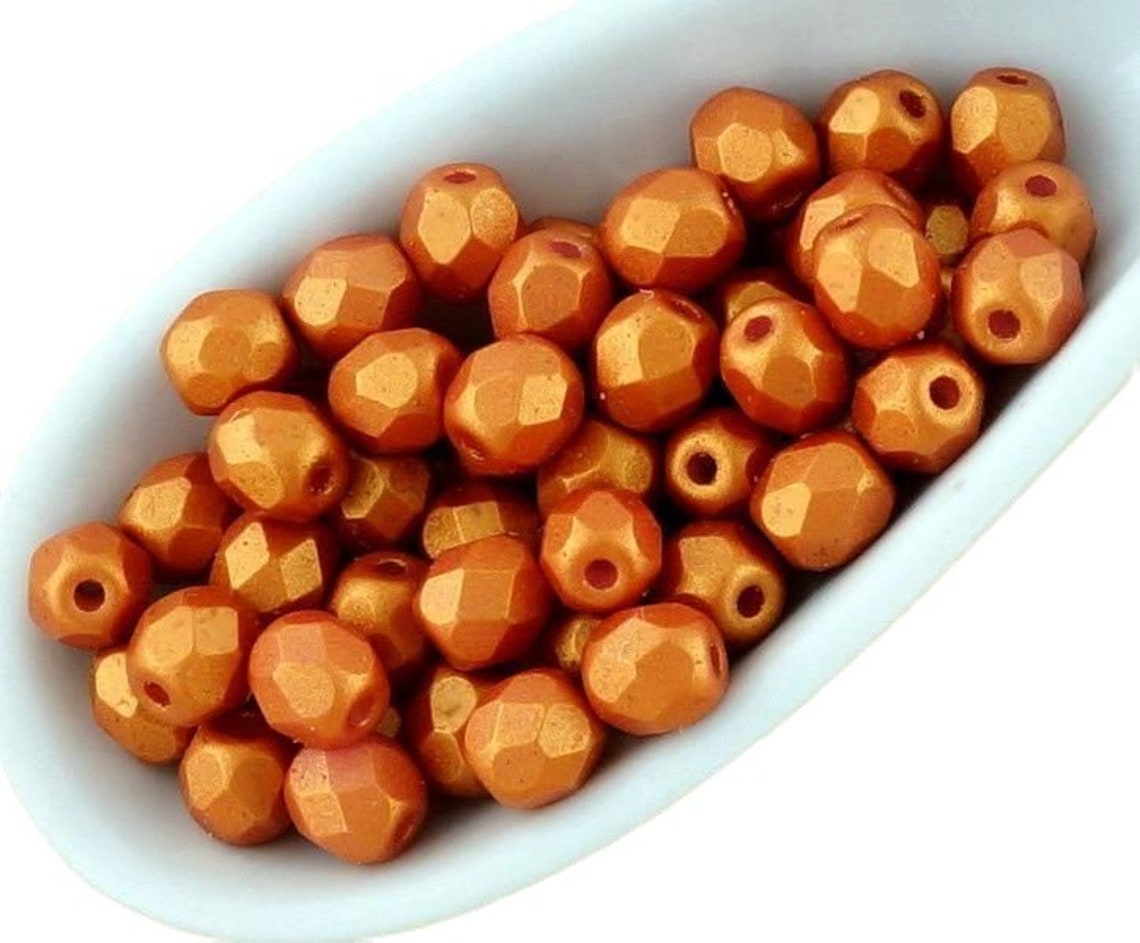 100pcs Gold Shine Matte Pearl Round Faceted Fire Polished - Etsy