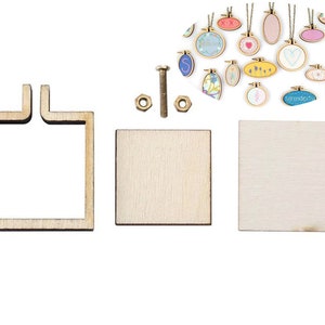 Natural Wooden Mini Embroidery Jewelry Tiny Hoops Frame Set Ring Diy ...