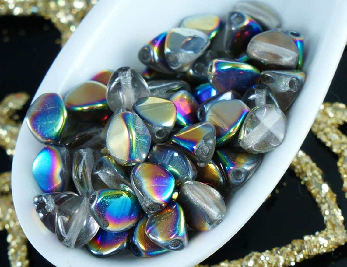 50pcs Crystal Dichroic Vitrail Half Pinch Czech Glass Spacer - Etsy