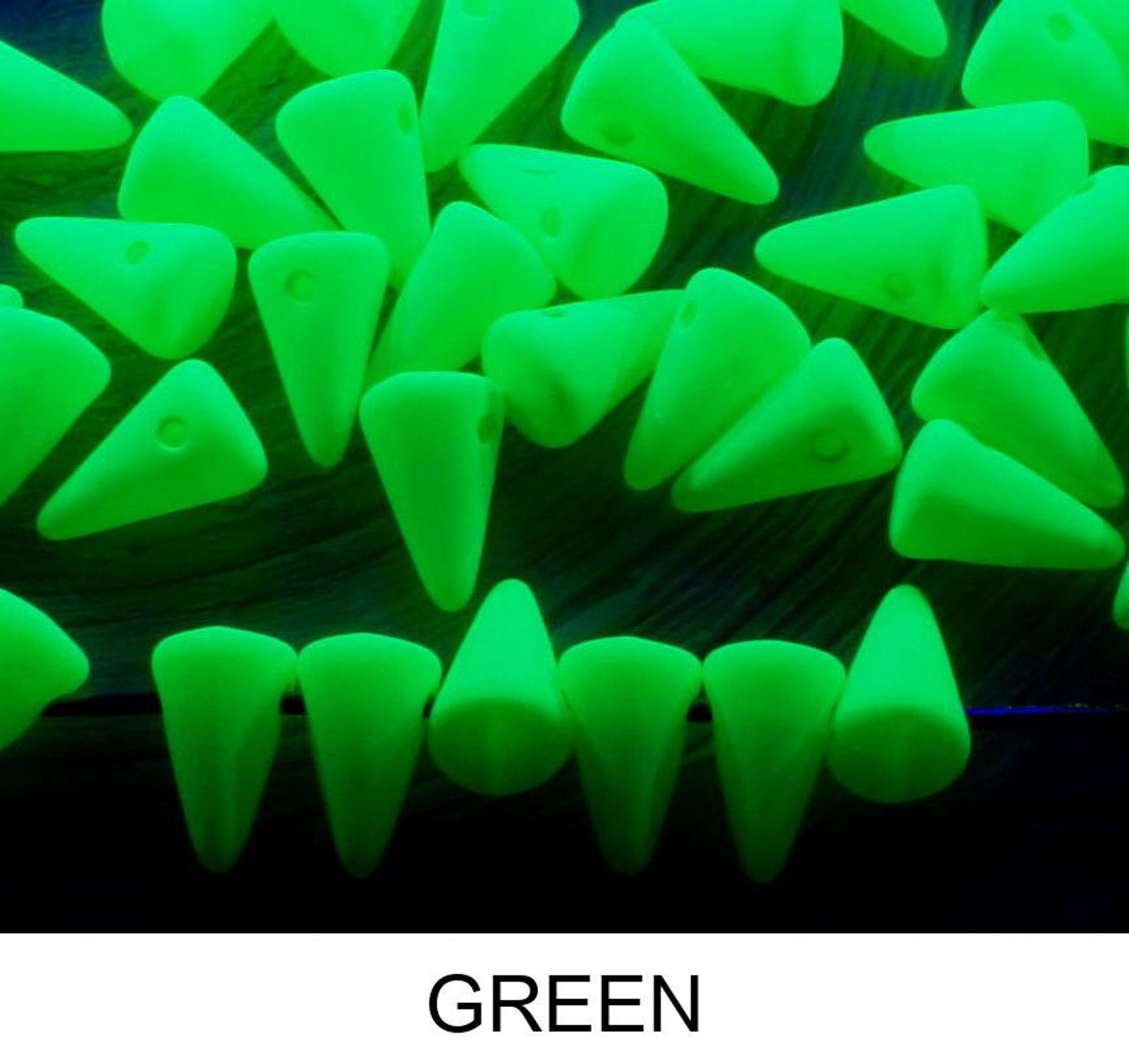 30pcs Uv Active Neon Matte Spike Cone Drop Czech Glass Beads - Etsy