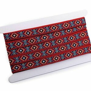 2m Red Jacquard Ribbon Indian Design Width 16mm, Designs, Trimming ...