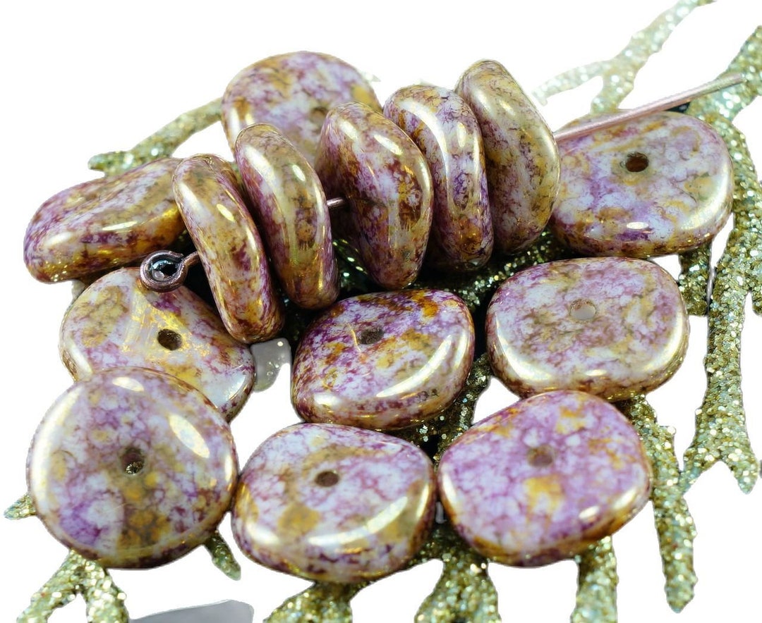 New Shape 12pcs Picasso Violet Brown Senegal Gold Shine Round Disk One ...