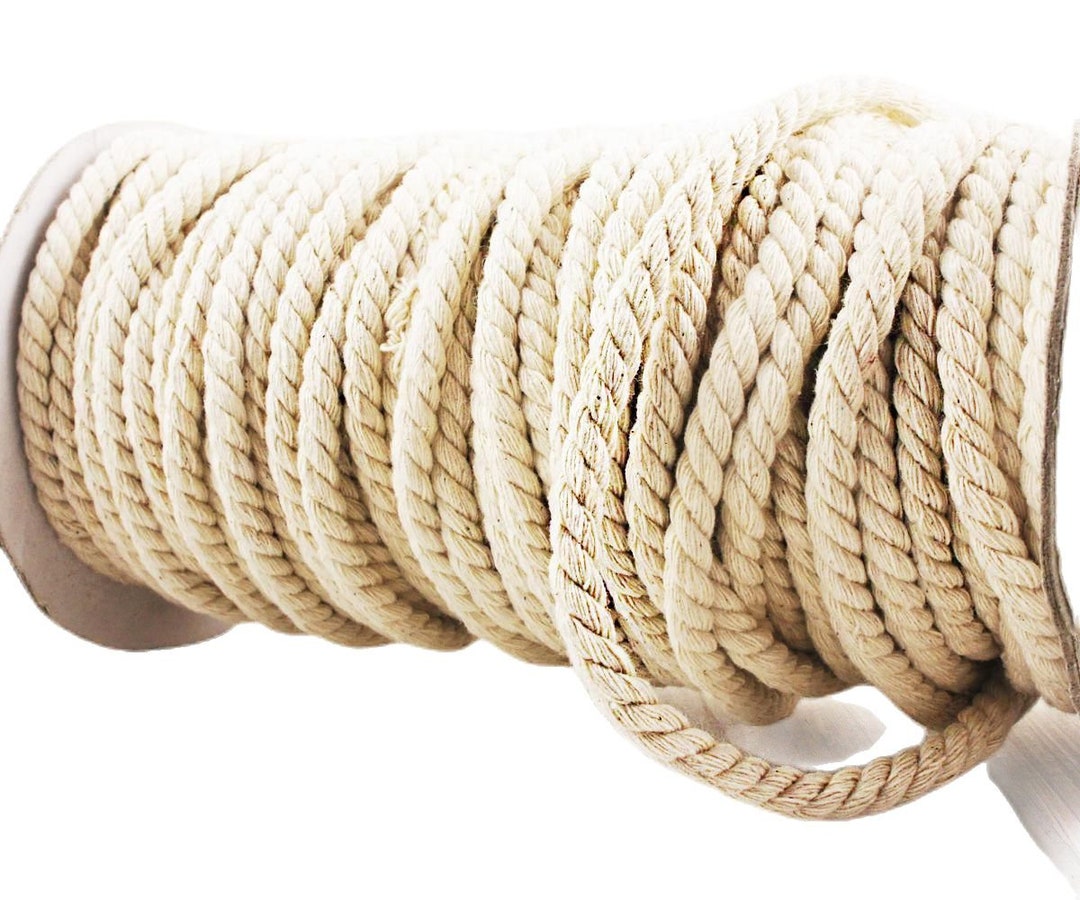 2m 6.6ft 2.2yds Ecru Cream White Cotton Cord Natural Twisted Rope Craft ...