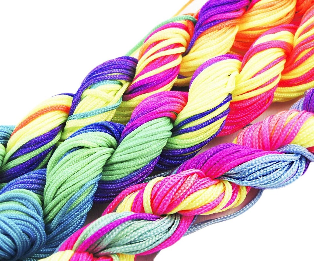 18m 59ft Round Rainbow Mixed Color Braid Nylon Cord Beading Knotting ...
