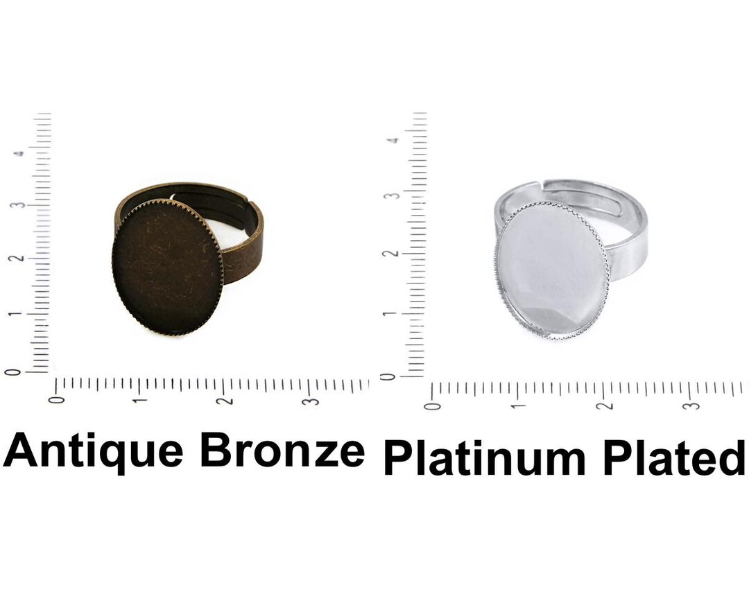 2pcs Antique Bezel Adjustable Ring Base Blank Oval Cabochon Cameo Tray ...