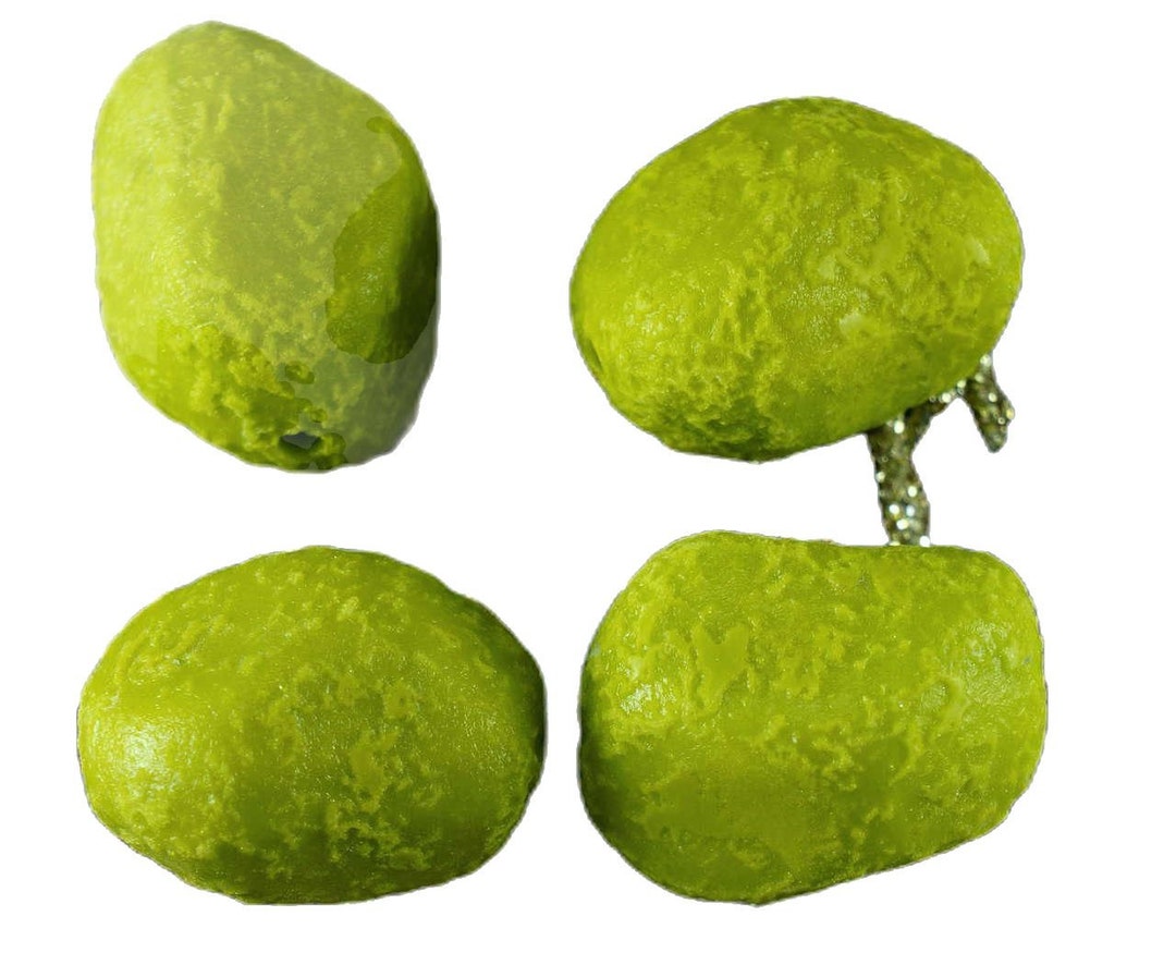 Large Opaque Lime Green Rustic Rough Etched Czech Glass Oval Beads ...