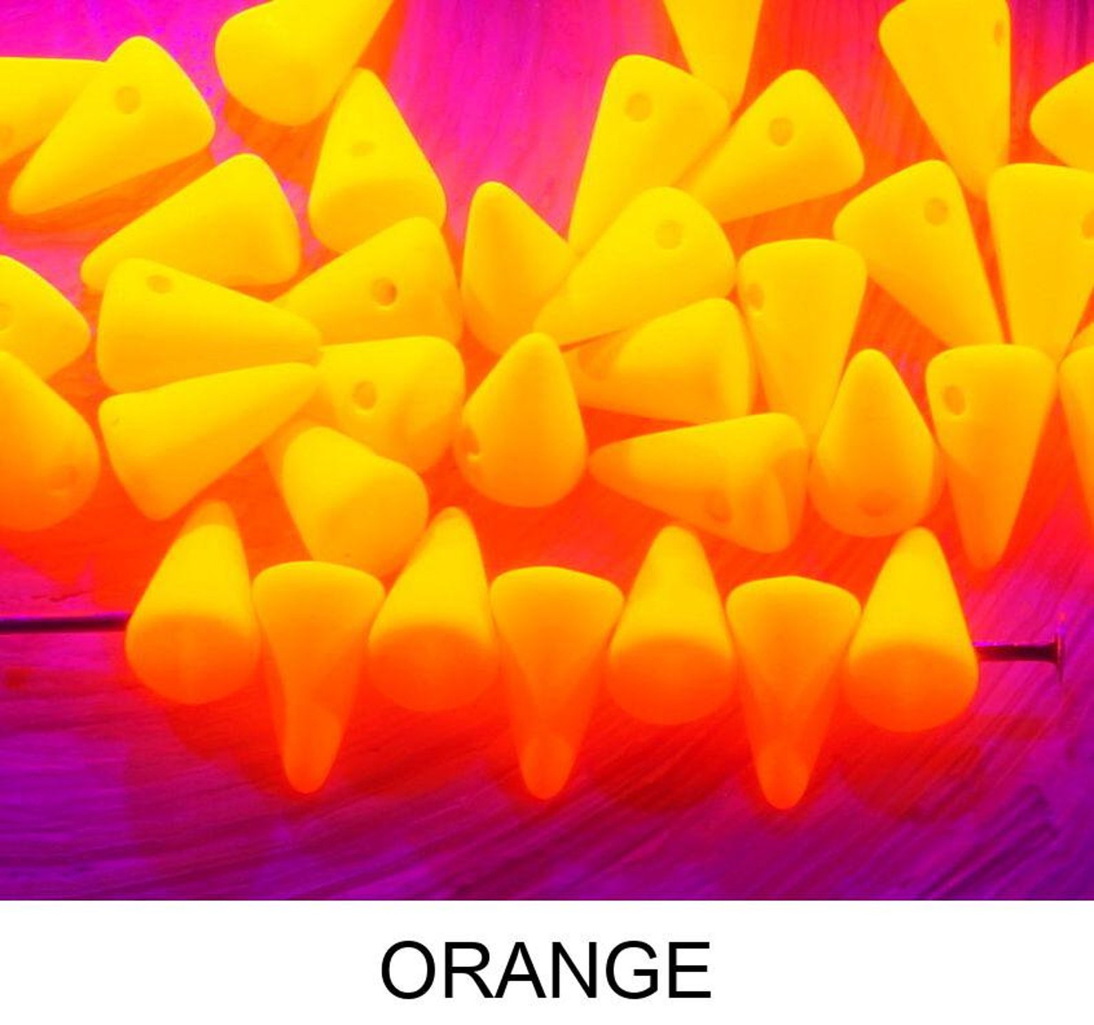 30pcs Uv Active Neon Matte Spike Cone Drop Czech Glass Beads - Etsy