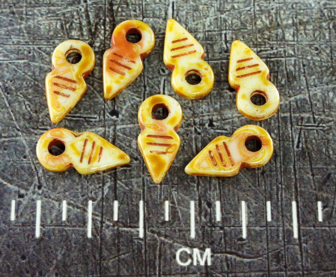 Anissa Picasso White Earthy Brown Czech Glass Arrow Large Hole Beads ...