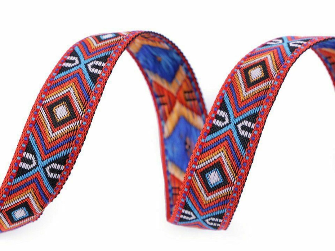2m Red Jacquard Ribbon Indian Design Width 16mm, Designs, Trimming ...