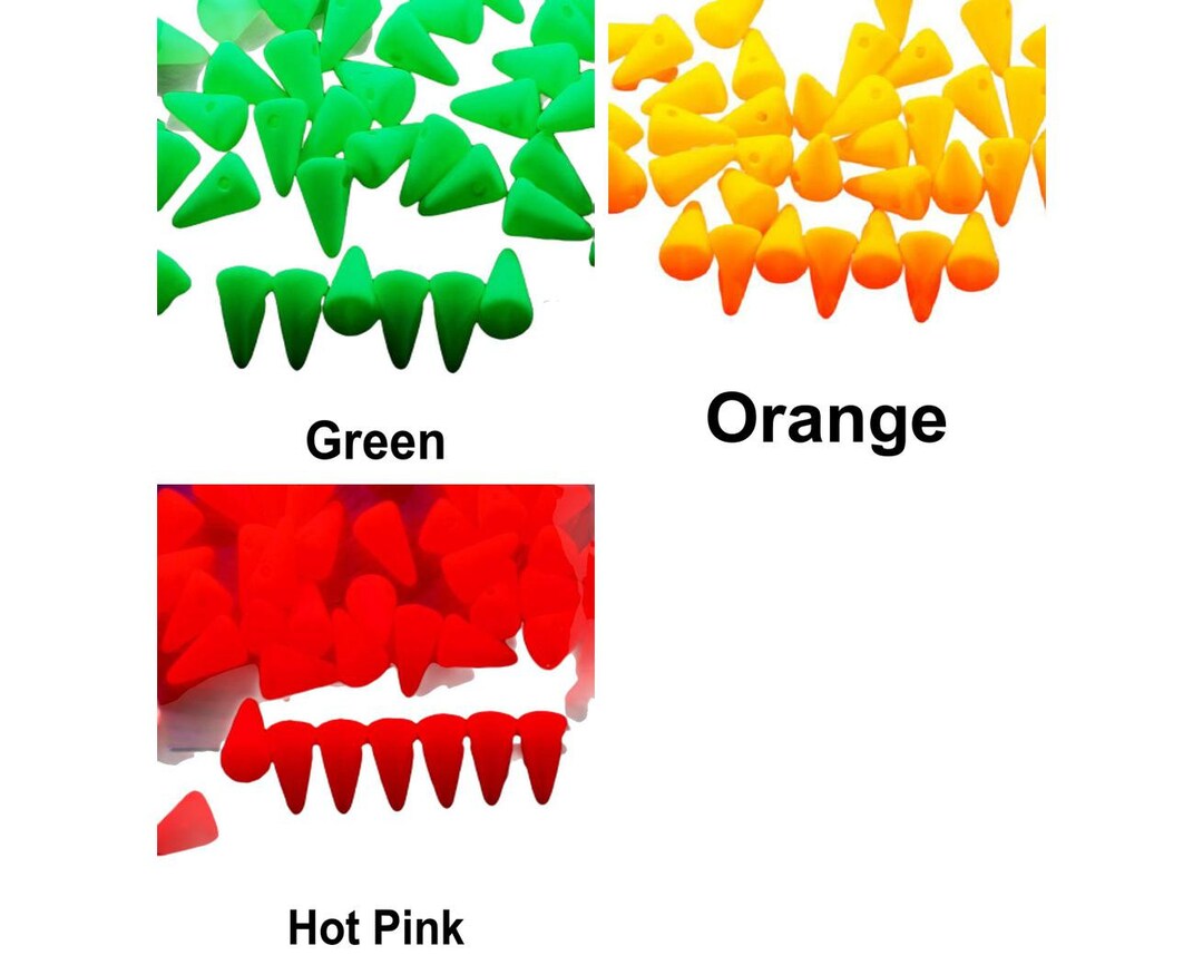 30pcs Uv Active Neon Matte Spike Cone Drop Czech Glass Beads 8mm X 5mm ...