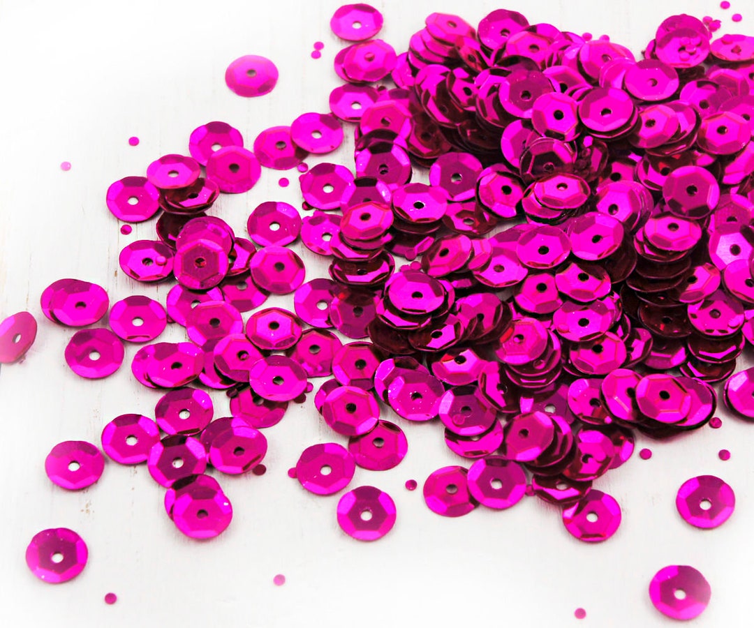 20g Metallic Fuchsia Pink Sparkling Faceted Cup Round Sequins Confetti ...