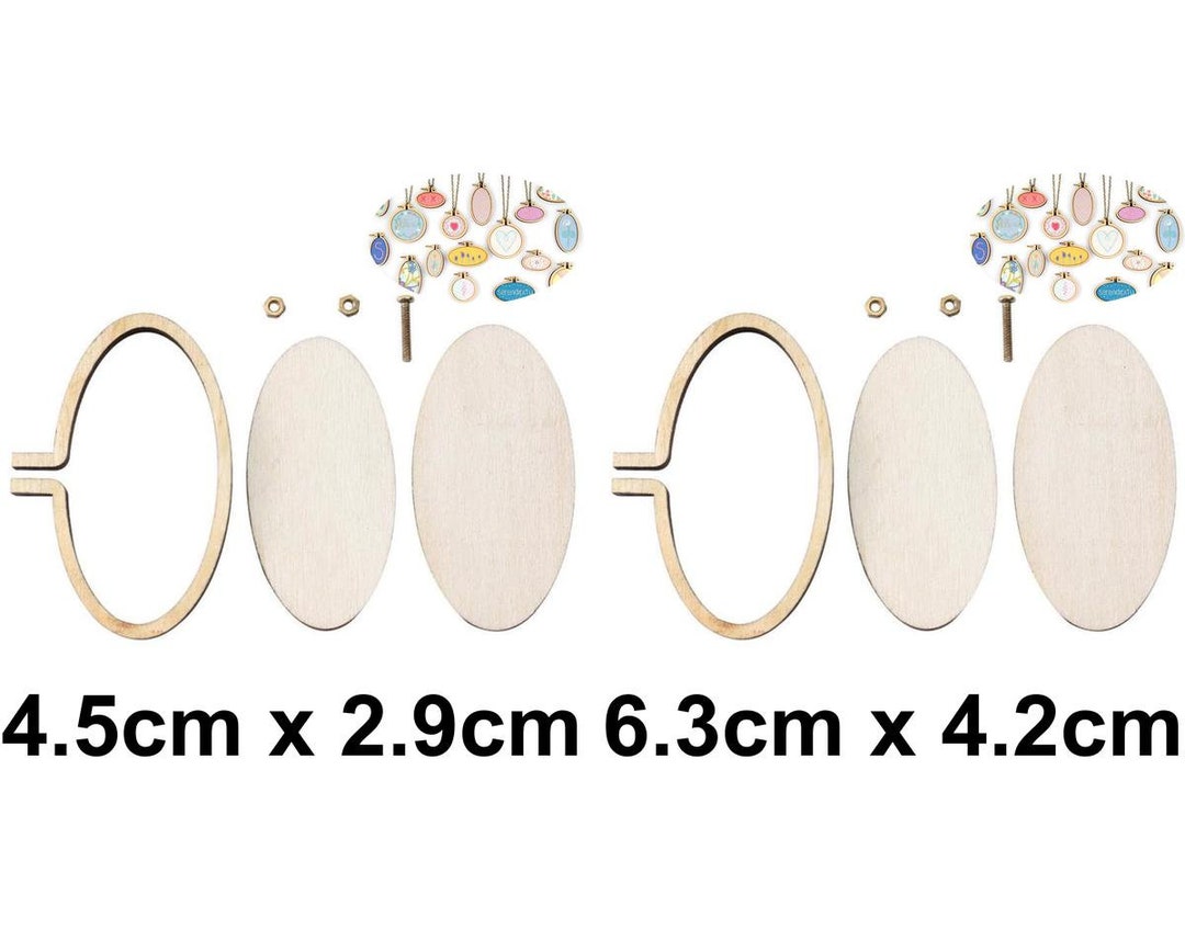 Natural Wooden Mini Embroidery Jewelry Tiny Hoops Oval Pendant Frame ...