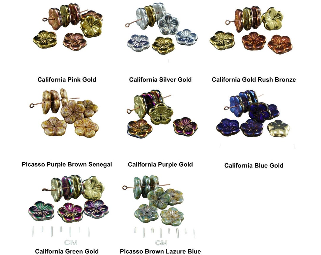 Large Flat Flower Cup Czech Glass Beads 14mm 6pcs - Etsy