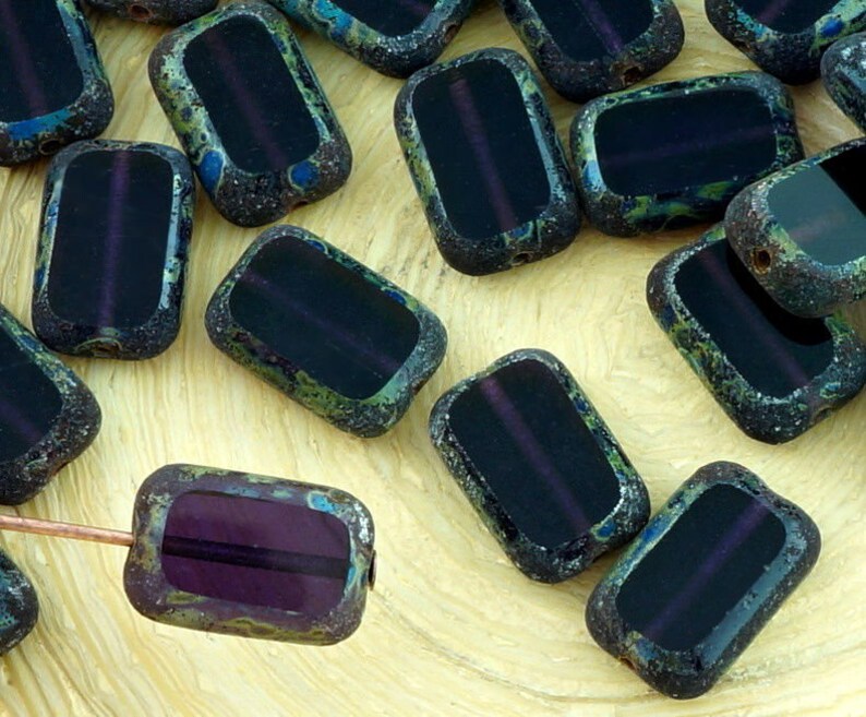 8pcs Picasso Crystal Table Cut Flat Rectangle Czech Glass - Etsy