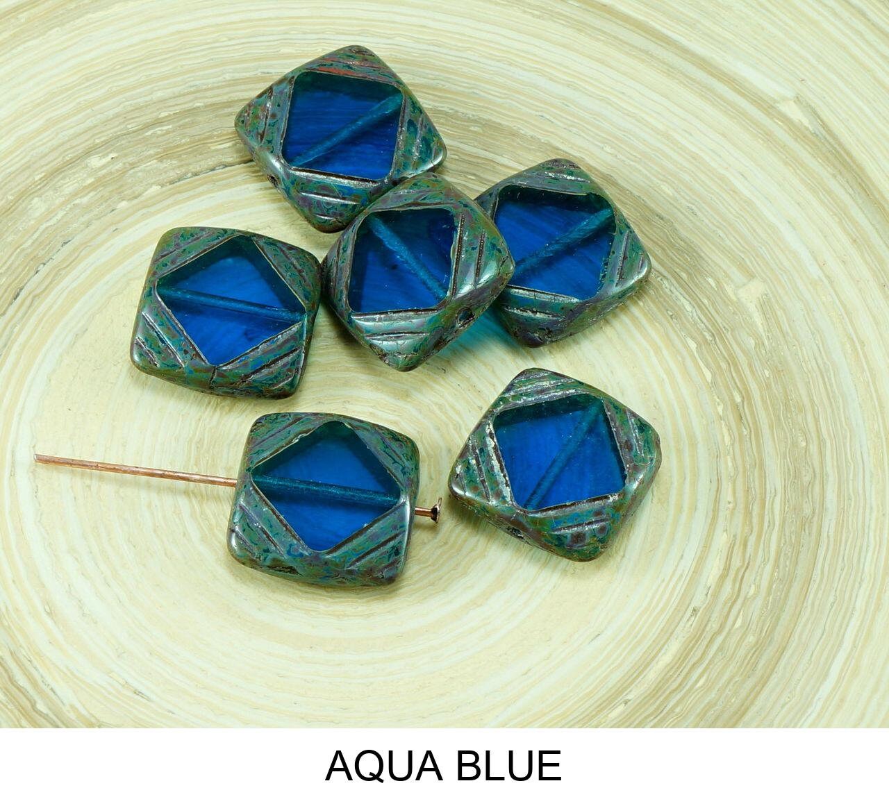 4pcs Picasso Crystal Flat Carved Square Window Table Cut Czech | Etsy