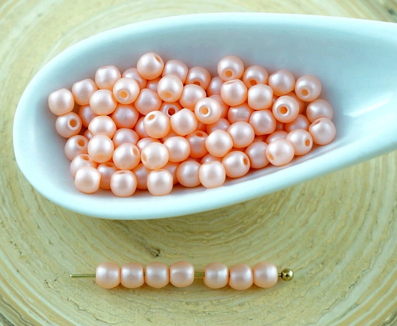 100pcs Matte Pearl Orange Cotton Candy Wedding Round Czech | Etsy