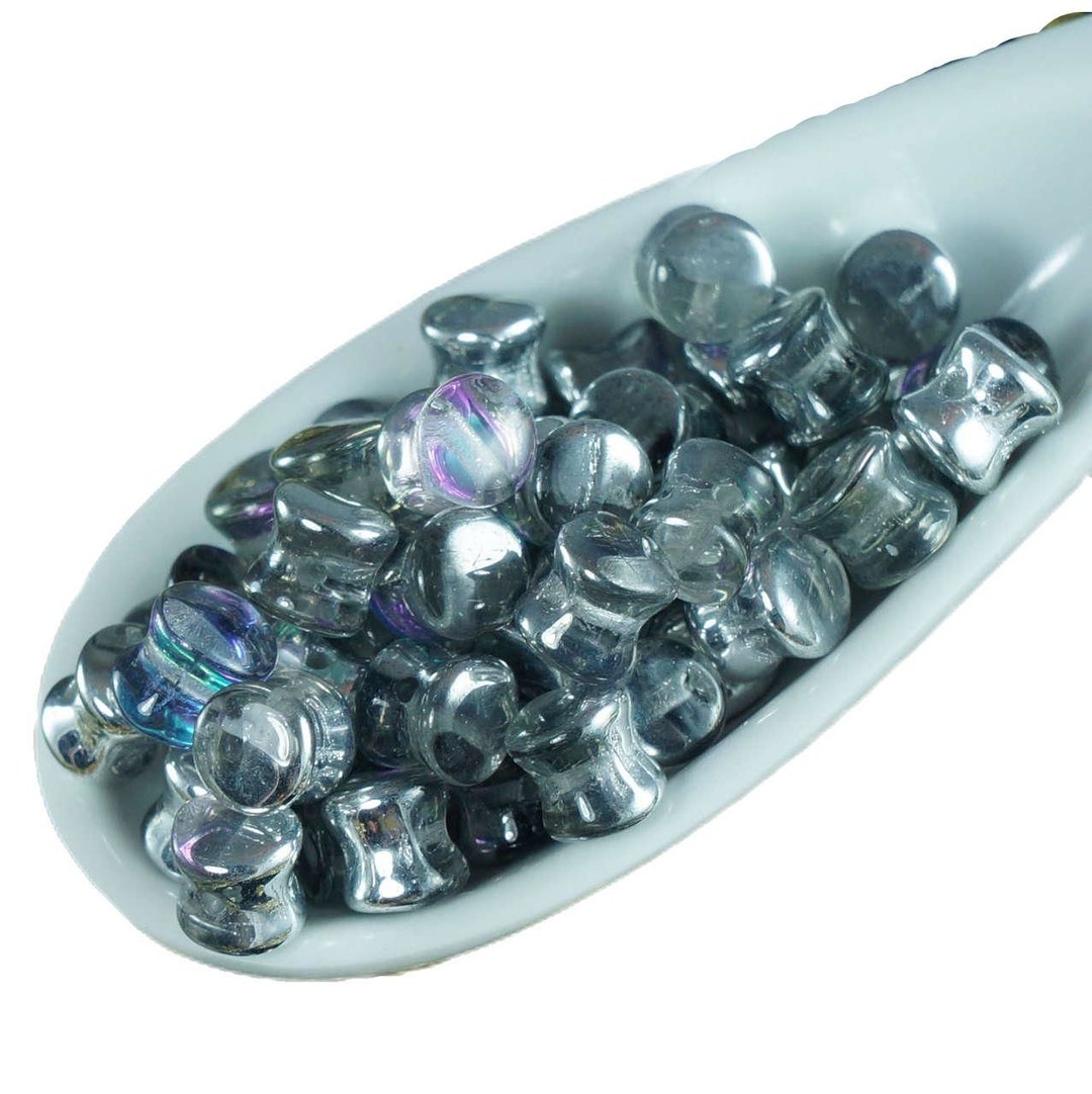60pcs Clear Metallic Silver Pellet Czech Glass Beads Czech - Etsy