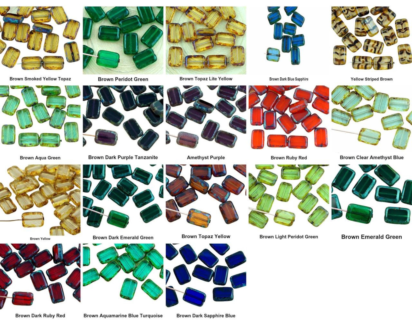 8pcs Picasso Crystal Table Cut Flat Rectangle Czech Glass - Etsy