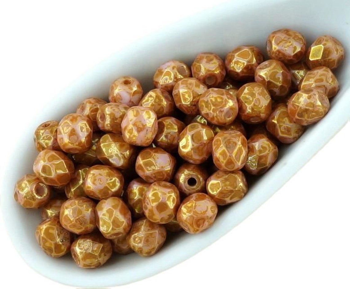 100pcs White Alabaster Opal Marble Luster Round Faceted Fire - Etsy