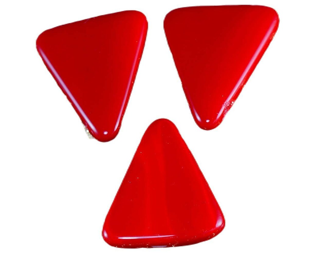 Large Opaque Red Czech Glass Flat Triangle Beads Focal Pendant 26mm X ...