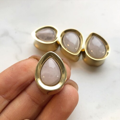 Drop Ear Plugs of Rose Quartz Ear Plugs Stone Price by - Etsy