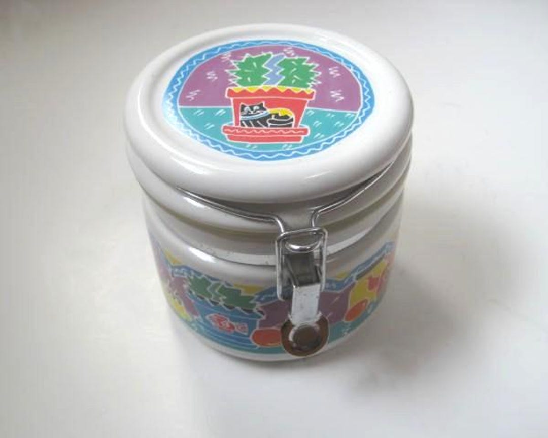 Judith Geiger Southwest Inspired Canister, Features Cats, Cacti, Teapot ...