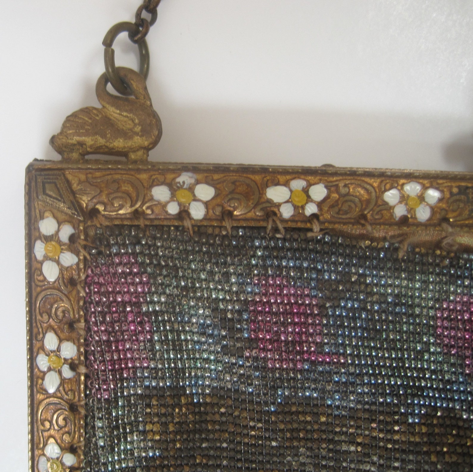 Antique Beaded Evening Bag/purse, 6.25 X 8, Gold Tone Chain, Decorative ...