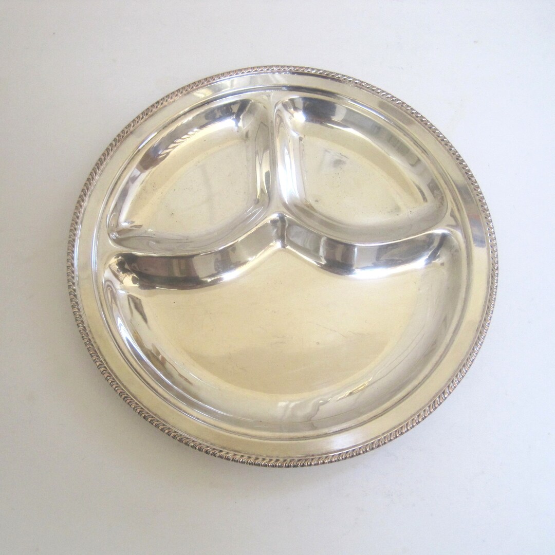 Silver Plate Three-part Dinner Plate/buffet Plate/serving Dish, 8.875 ...