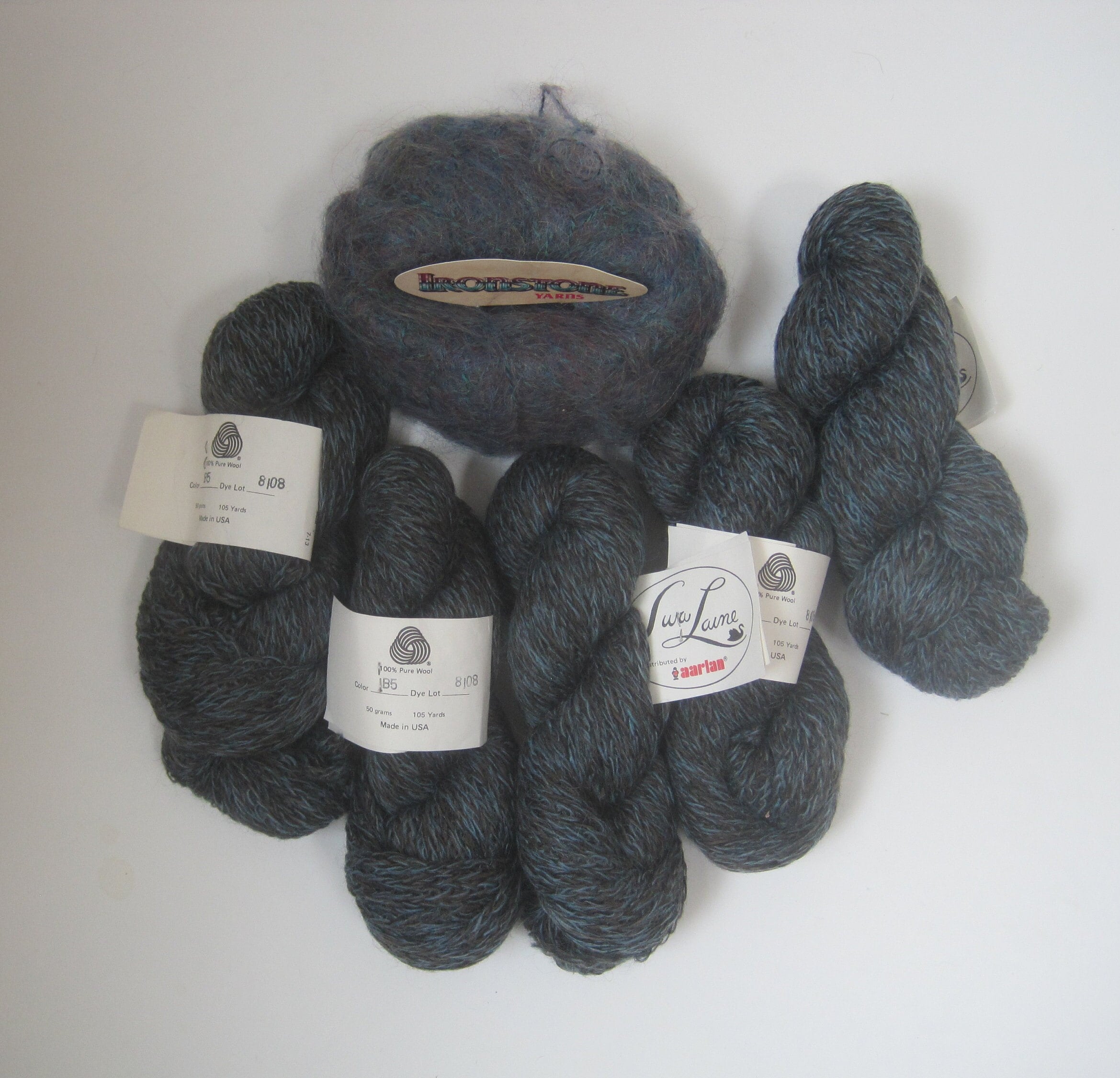 5 Skeins Aarlan Swa Laine Wool Yarn, 50g/105 Yd, Blue-brown B5 ...
