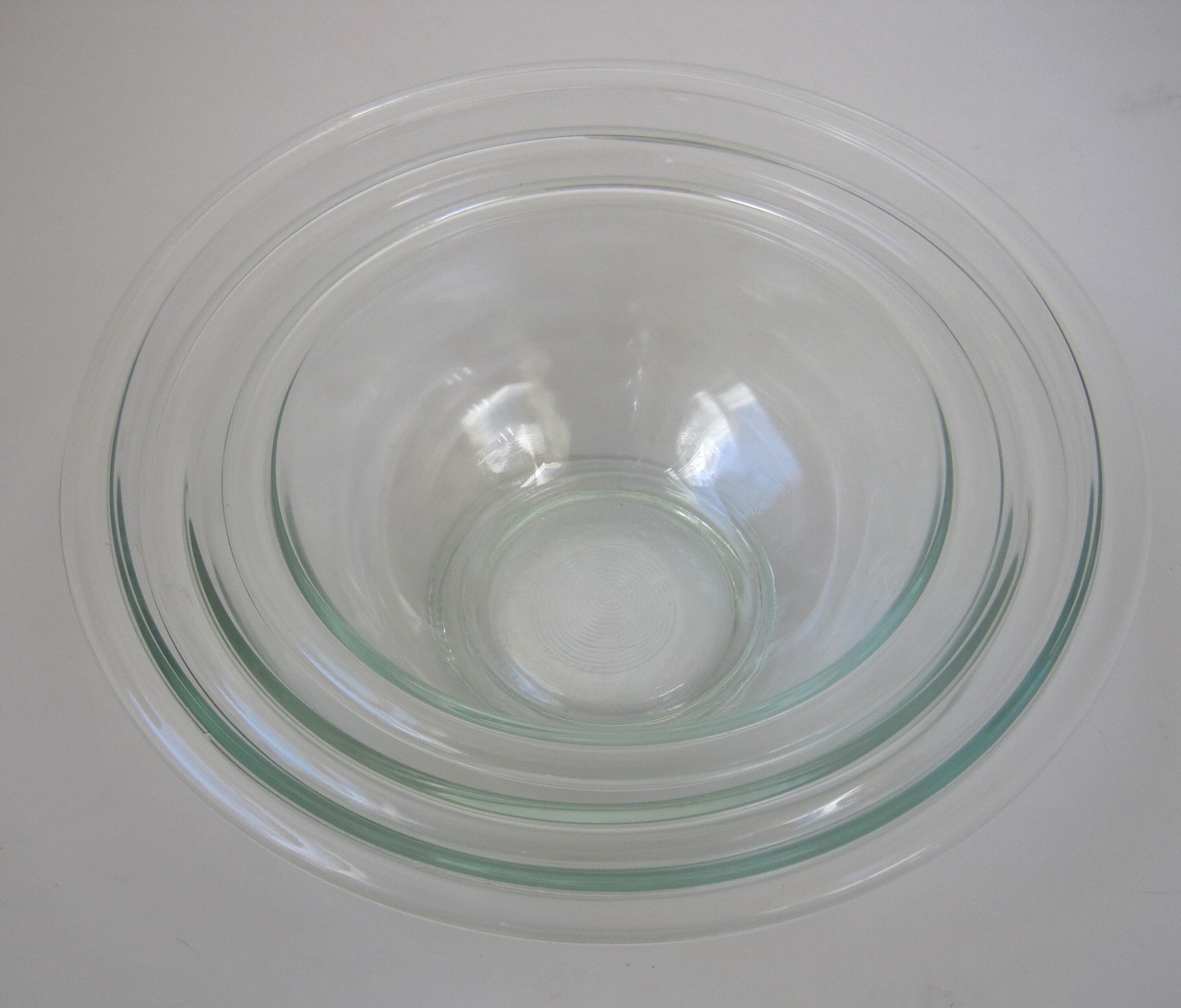 3 Pyrex Clear Glass Nesting Mixing Bowls 1, 1.5 and 2.4 Liters, Nos ...