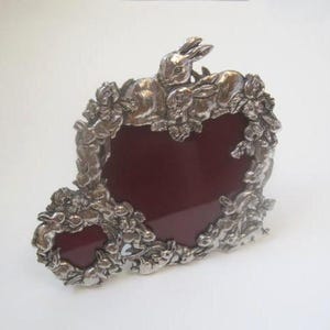 Arthur Court Bunny Rabbits Double Heart Picture Frame, 4" Photo ...