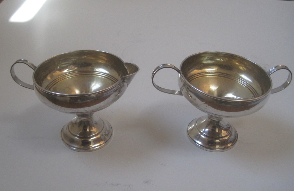 Sterling Silver Creamer & Sugar Bowl Psco/preisner Silver Co. - Etsy