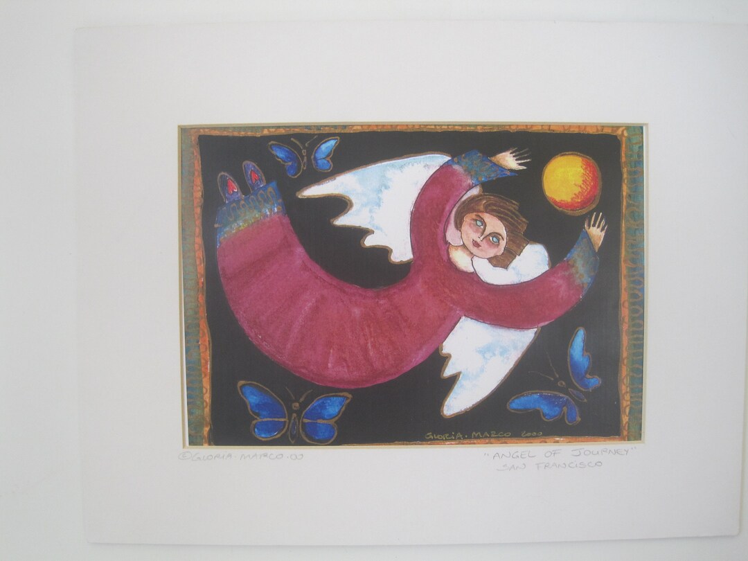 Gloria Marco Signed Reproduction "angel of Journey", 5" X 7.5", San ...