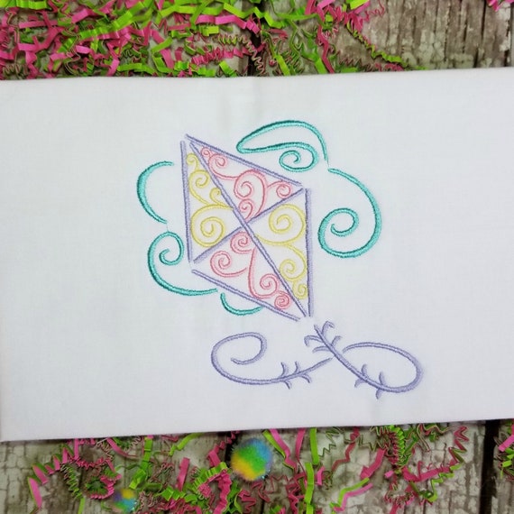 Swirly Kite Machine Embroidery Design for Spring and Summer | Etsy
