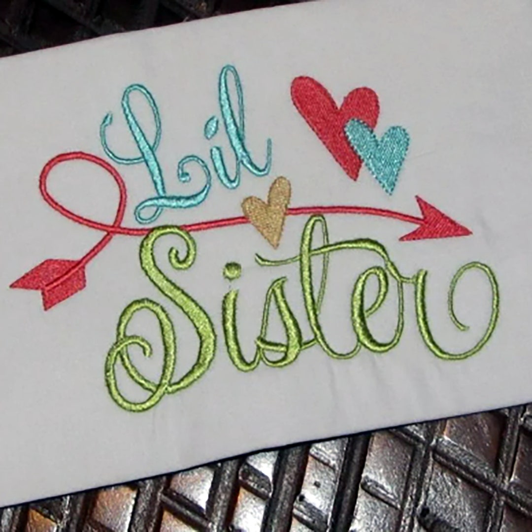Little Sister Machine Embroidery Design With Arrow, Digital Download - Etsy