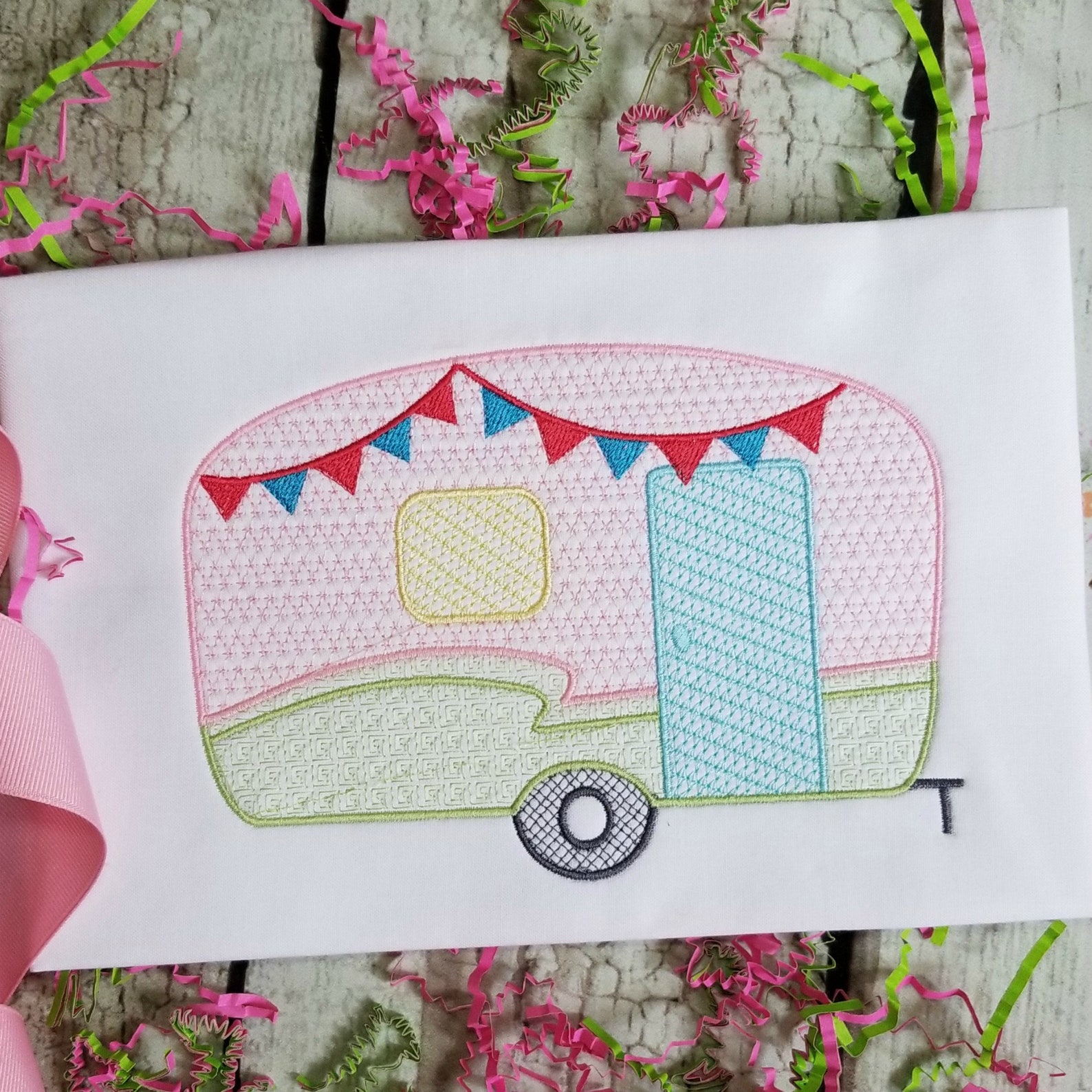 Vintage Camper Machine Embroidery Design, Camper Motif Stitch ...