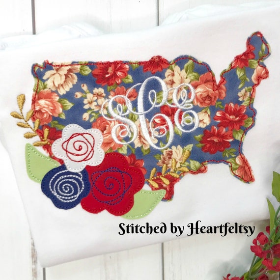 USA Machine Applique Design Fourth of July Applique - Etsy