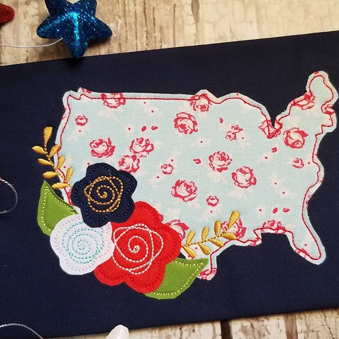 USA Machine Applique Design Fourth of July Applique - Etsy