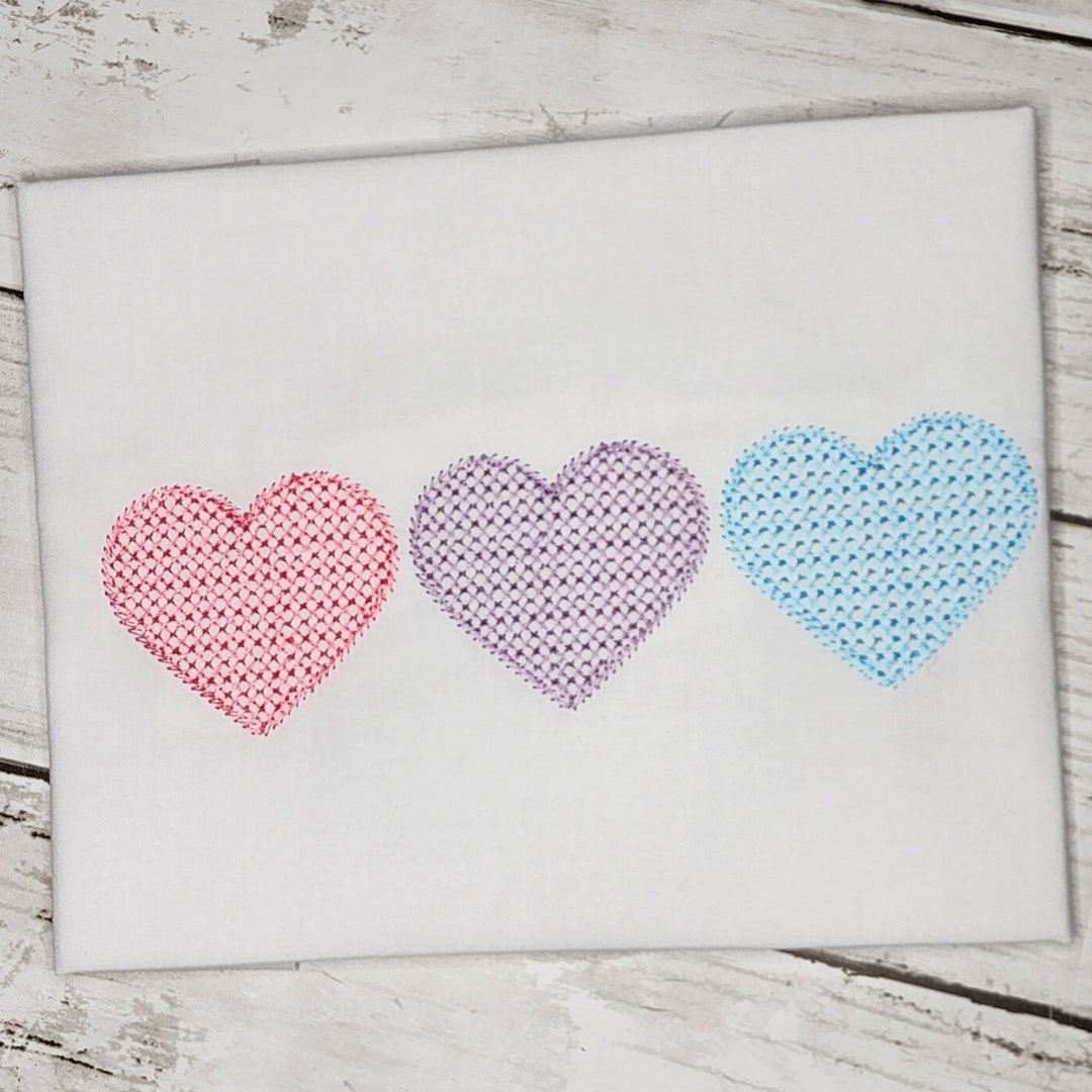 Valentines Day Heart Trio Embroidery Design Cross Stitch - Etsy